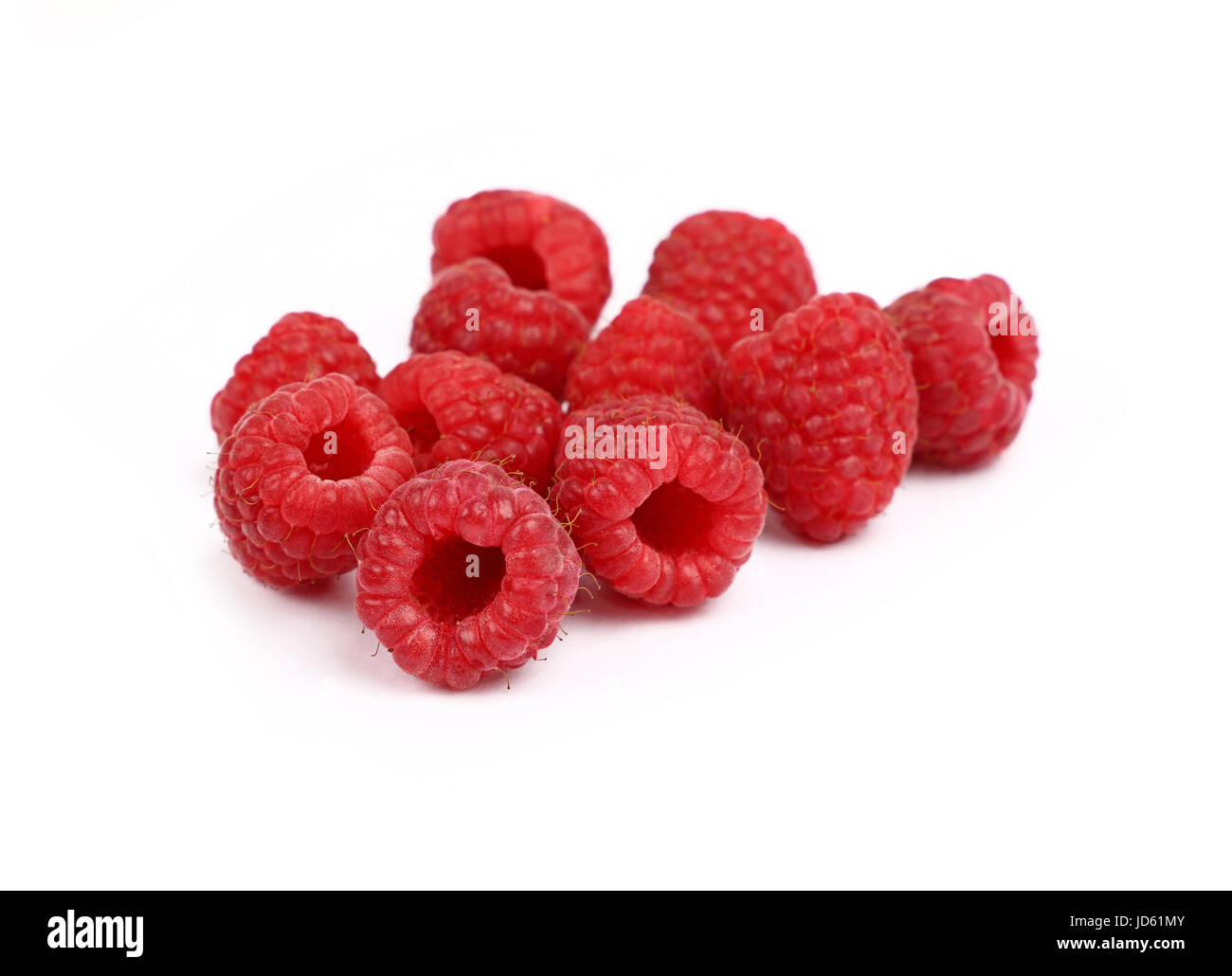 Group of fresh red ripe mellow raspberry berries isolated on white ...