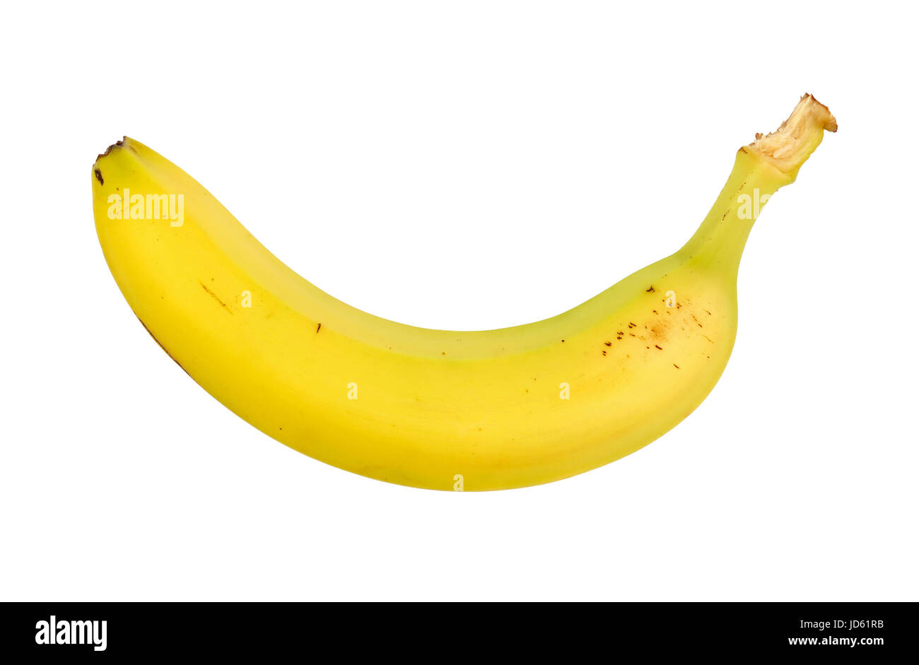 One fresh ripe yellow banana isolated on white background, close up ...