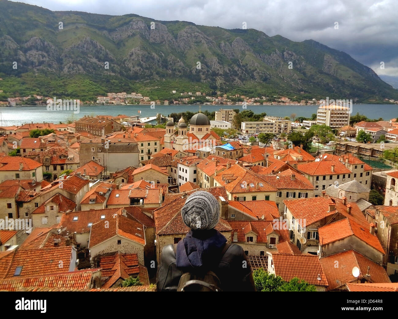 Admiring Orange Color Tiled Roof of Kotor Old City and Kotor Bay from ...