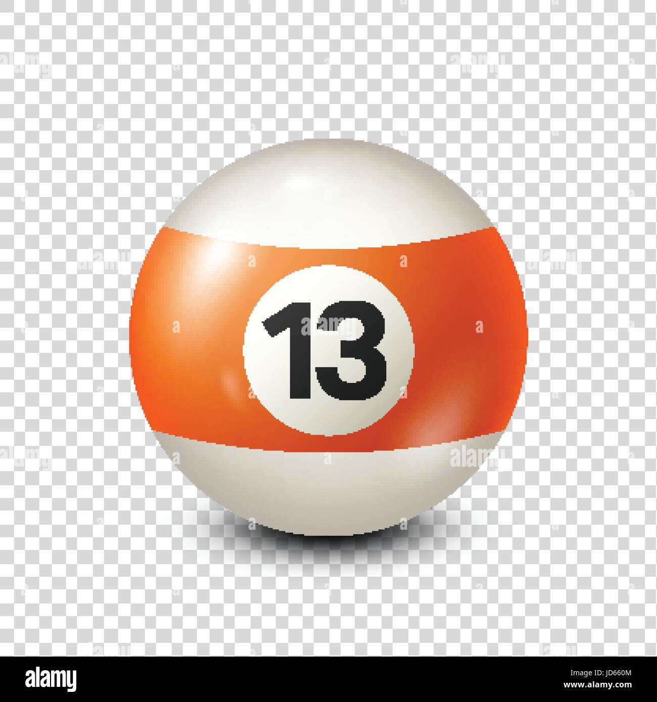 Billiard,orange pool ball with number 13.Snooker. Transparent ...