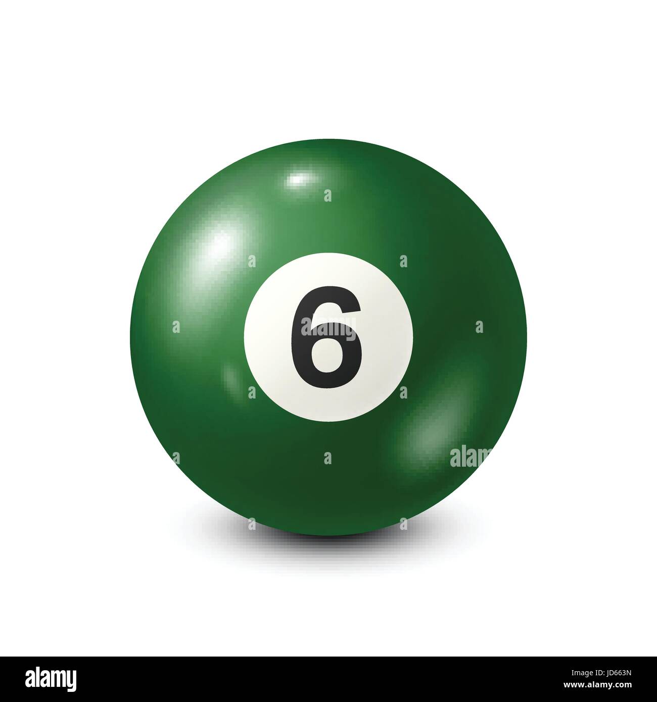 Billiard,green pool ball with number 6.Snooker. White background.Vector ...