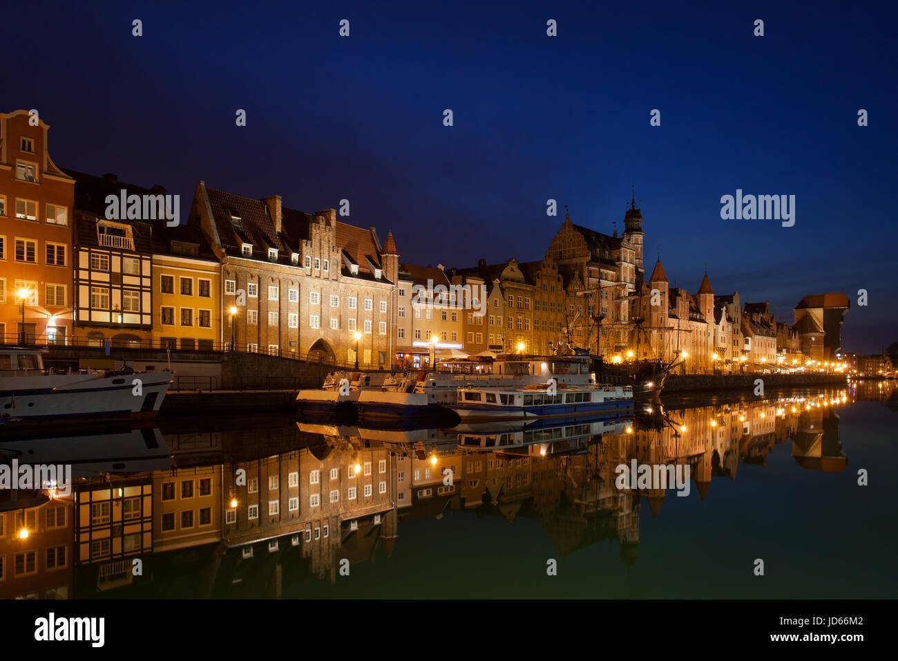 City of Gdansk night cityscape in Poland, Old Town skyline, historic ...