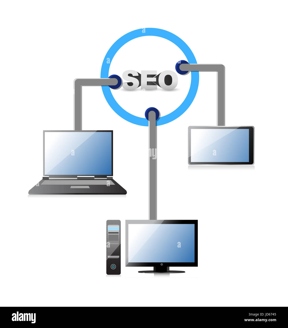 seo network illustration over a white background Stock Photo - Alamy