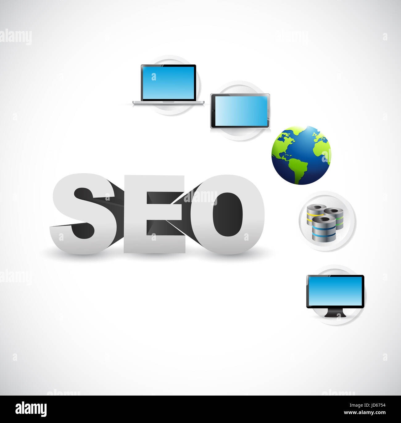 seo tech network illustration over a white background Stock Photo - Alamy