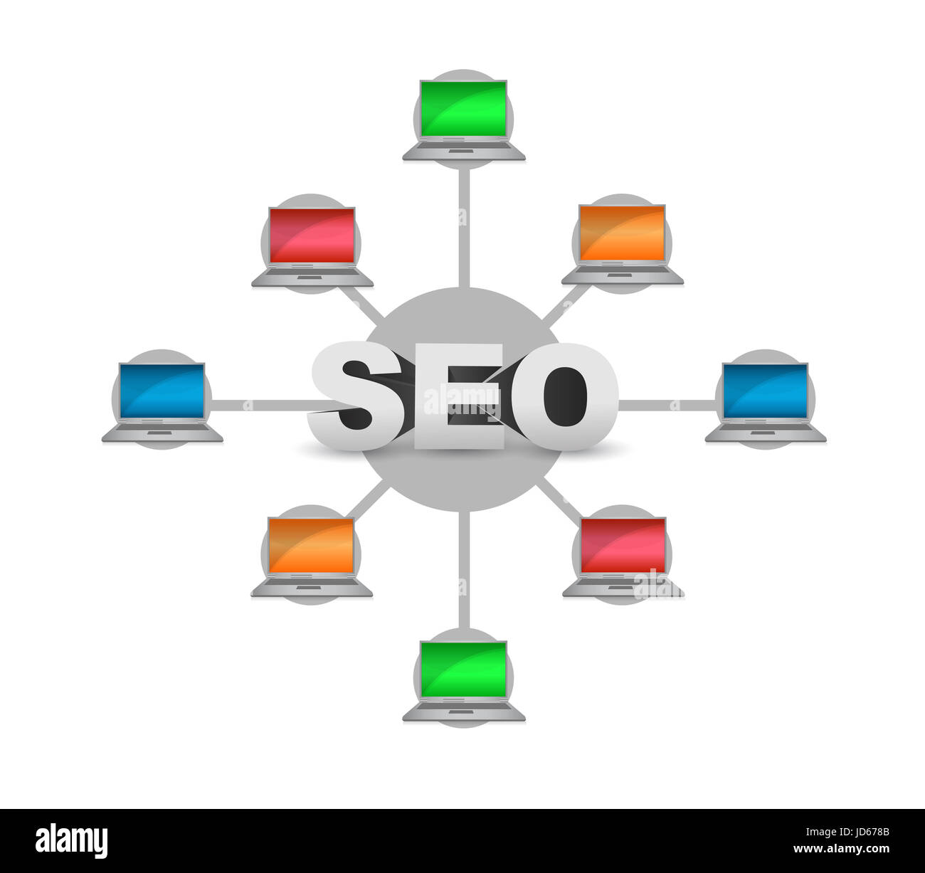 seo computer link network illustration over a white background Stock ...