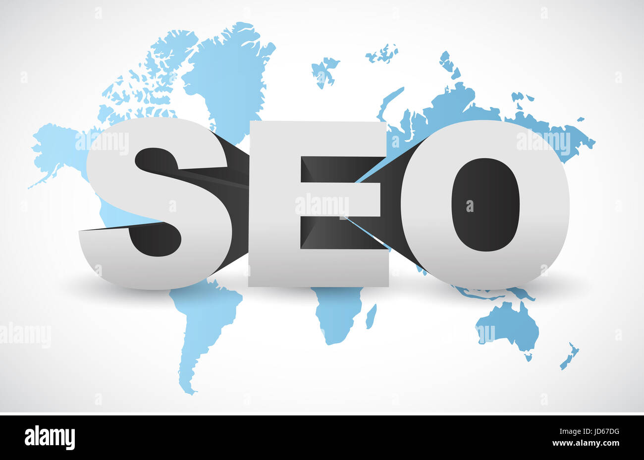 seo sign illustration over a blue world map background Stock Photo - Alamy