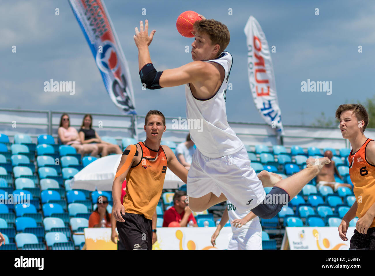 ZAGREB, CROATIA - JUNE 10, 2017: Beach Handball Euro 2017 U17 ...