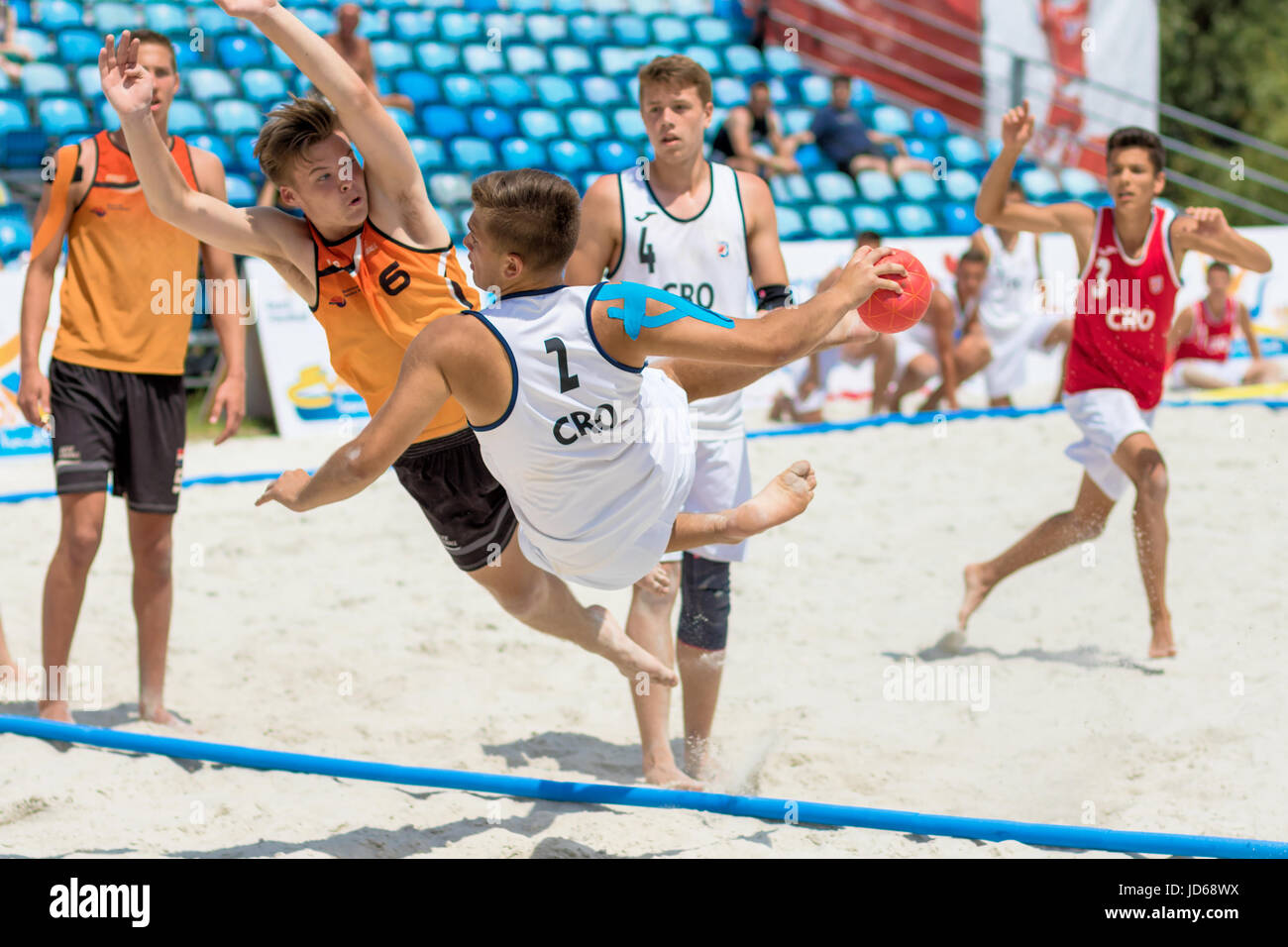 ZAGREB, CROATIA - JUNE 10, 2017: Beach Handball Euro 2017 U17 ...