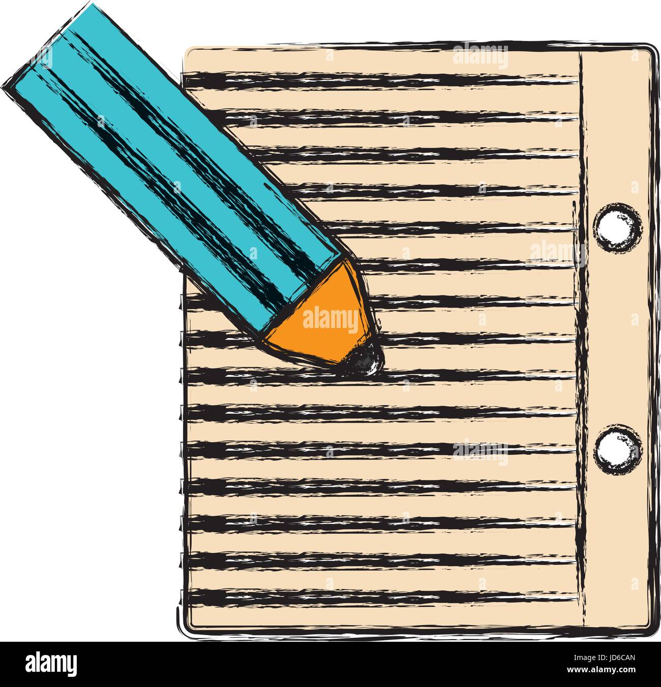 pencil and notebook page icon over white background vector illustration ...