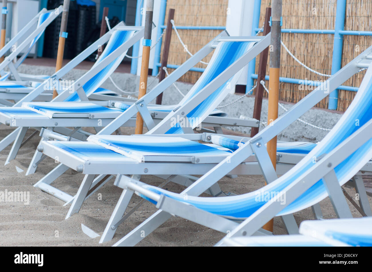 empty deckchairs in the sea Stock Photo - Alamy