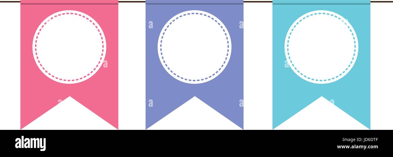 decorative pennants icon over white background colorful design vector ...