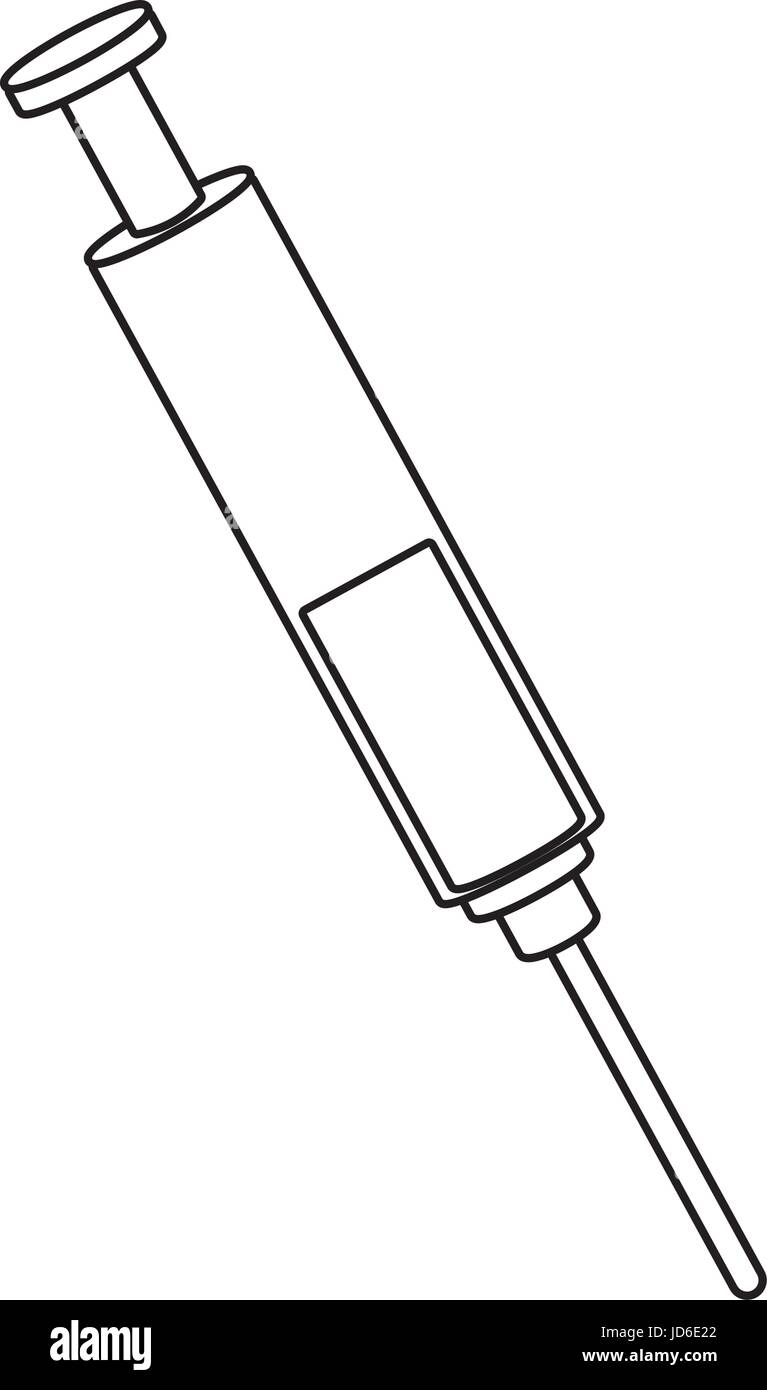 vector colored flat design medical plastic syringe with blue liquid ...