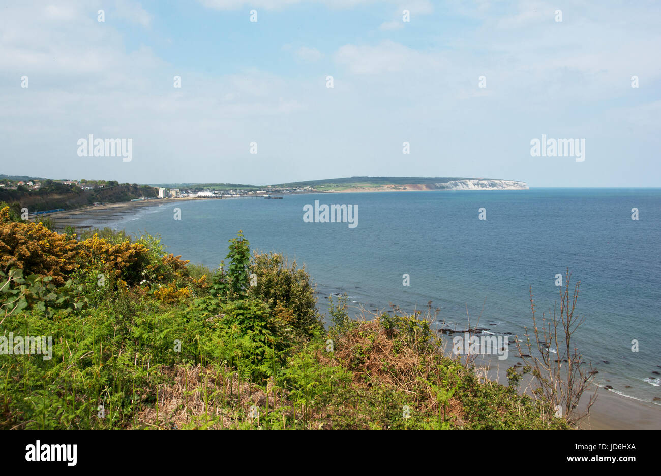 ISLE OF WIGHT; SANDOWN BEACH, THE PIER AND CULVER CLIFF FROM COASTAL ...
