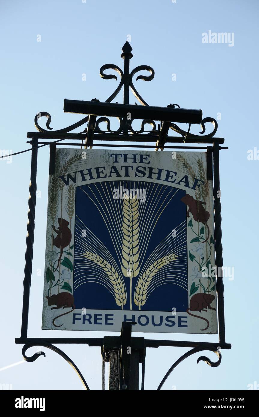 The Wheatsheaf Inn sign, Tempsford, Bedfordshire Stock Photo - Alamy