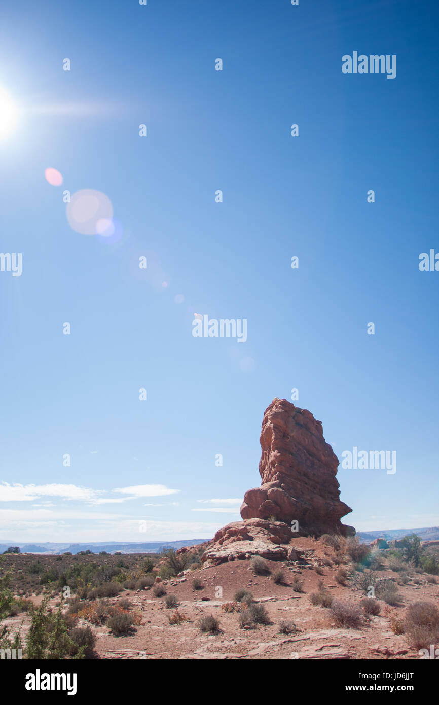 Vertical Rock Formation in Arches National Park Stock Photo - Alamy
