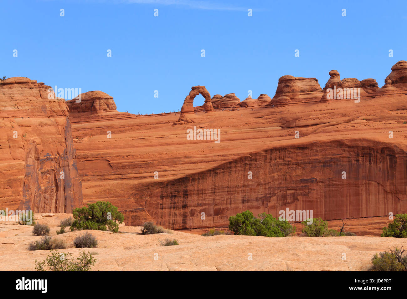 Panorama from Utah. Famous delicate arch. Red rocks canyon, geological ...