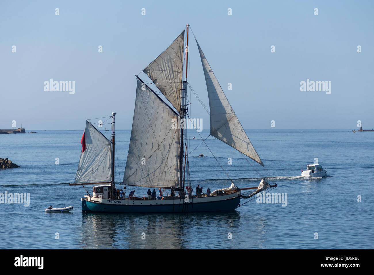 The Tectona, a 1928 gaff rigged ketch, used as a training vessel by the ...