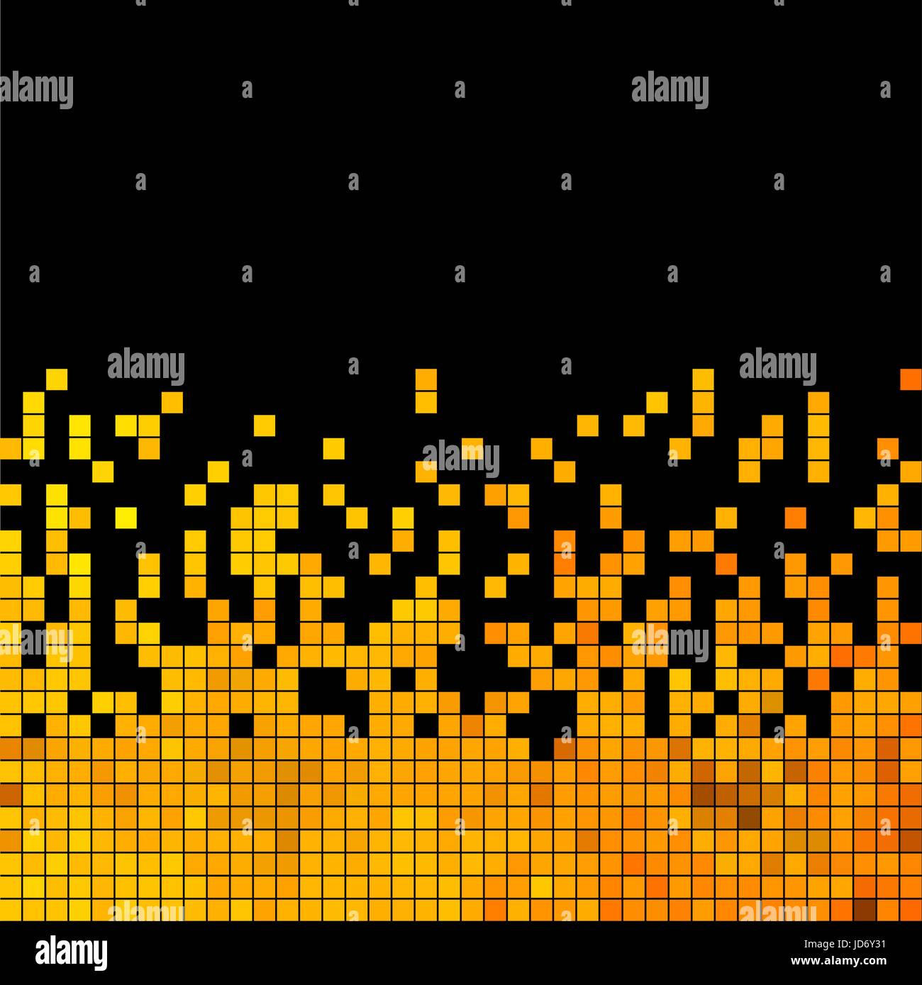 abstract vector square pixel mosaic background - yellow on black ...