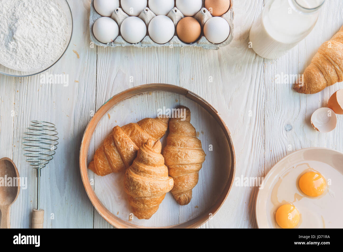 Cooking baking ingredients isolated on kitchen table Stock Photo - Alamy