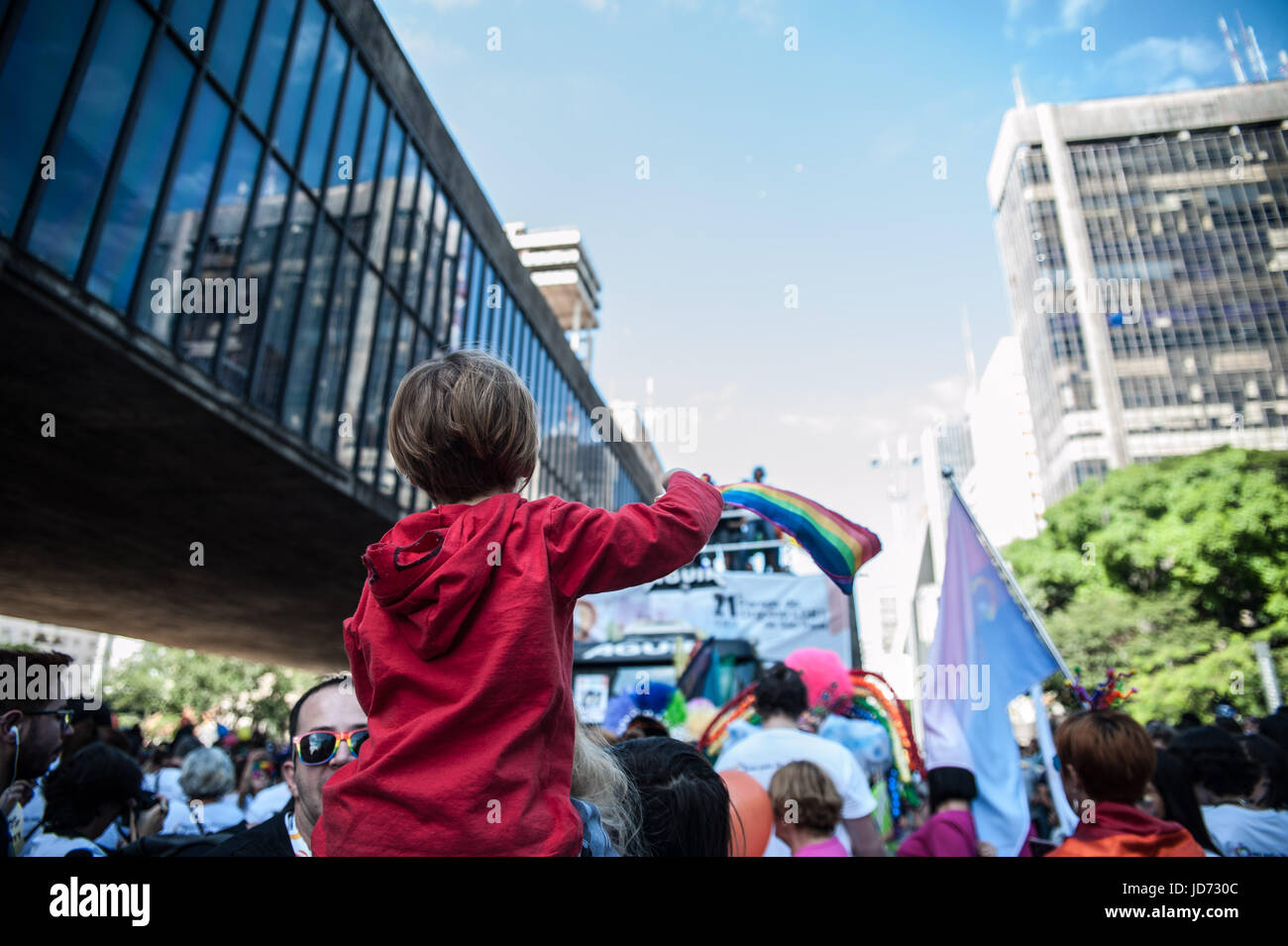Public during the 21st Parade of LGBT pride on the São Paulo avenue in ...