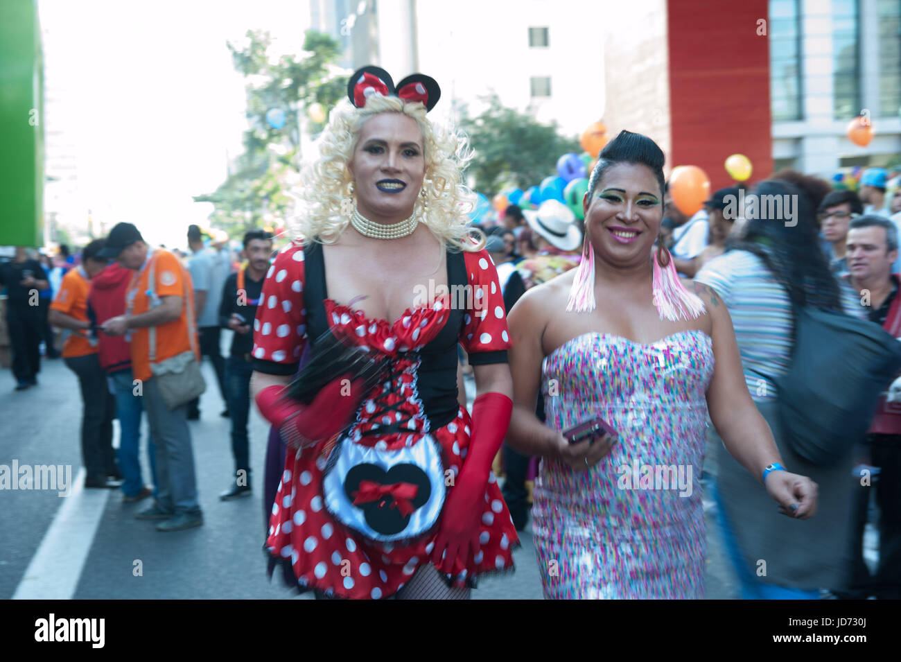Public during the 21st Parade of LGBT pride on the São Paulo avenue in ...
