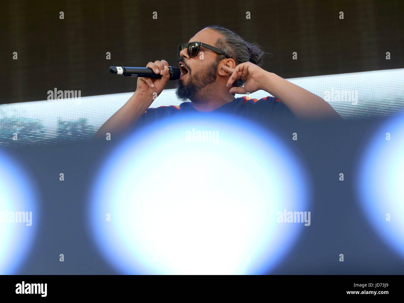 Berlin, Germany. 18th June, 2017. Singer Samy Deluxe performs on stage ...