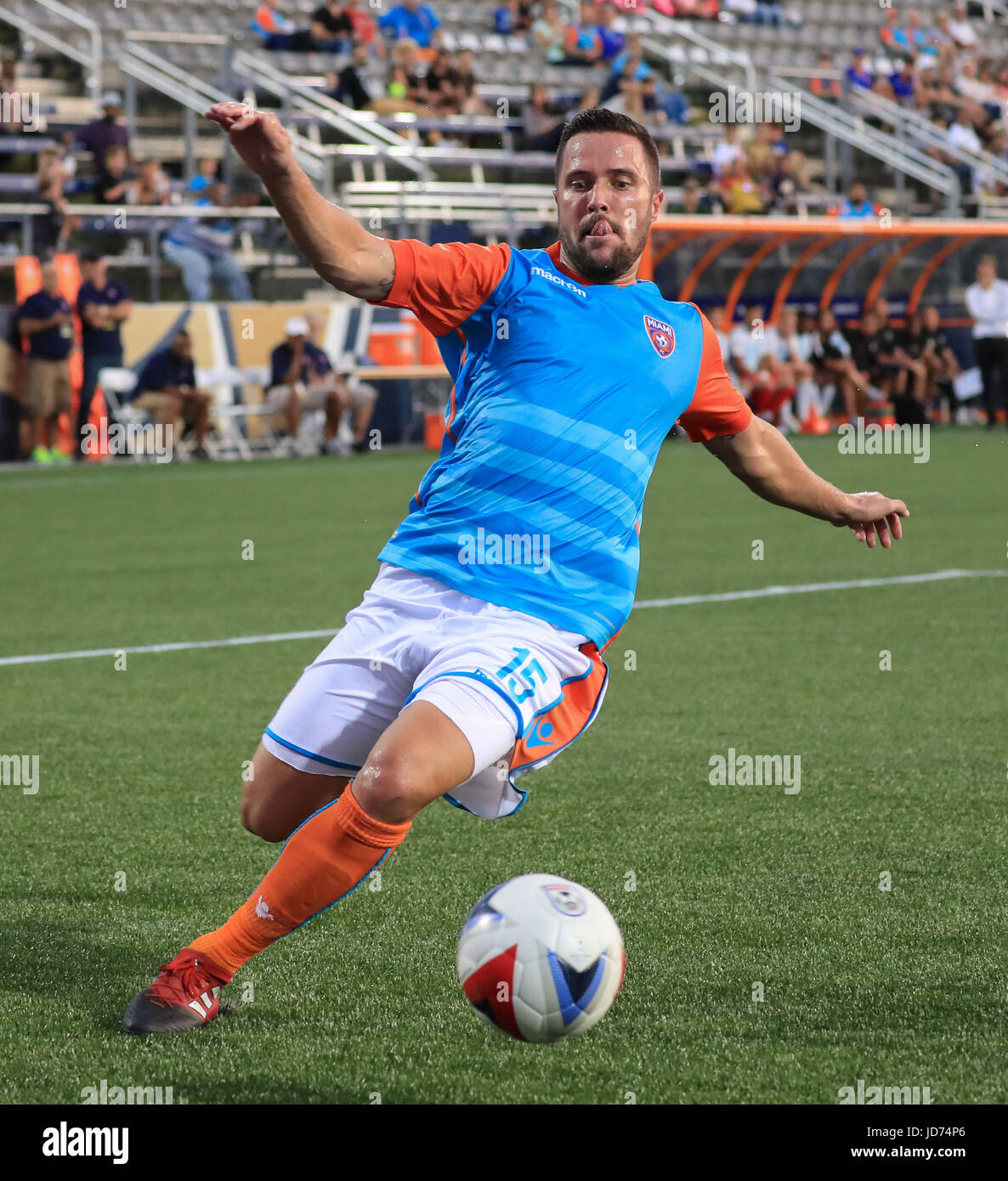 Miami, Florida, USA. 17th June, 2017. Miami FC defender Hunter Freeman ...