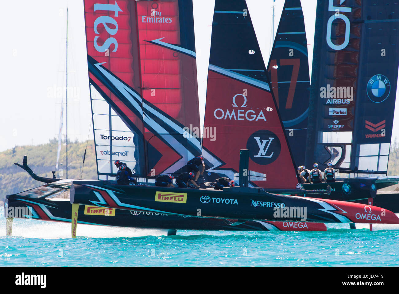 The Great Sound, Bermuda, 18th June. Emirates Team New Zealand and ...