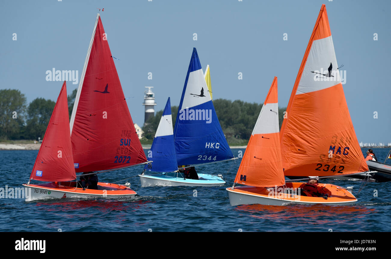 Kiel, Germany. 18th June, 2017. Hansa 303 class boats sail during a ...