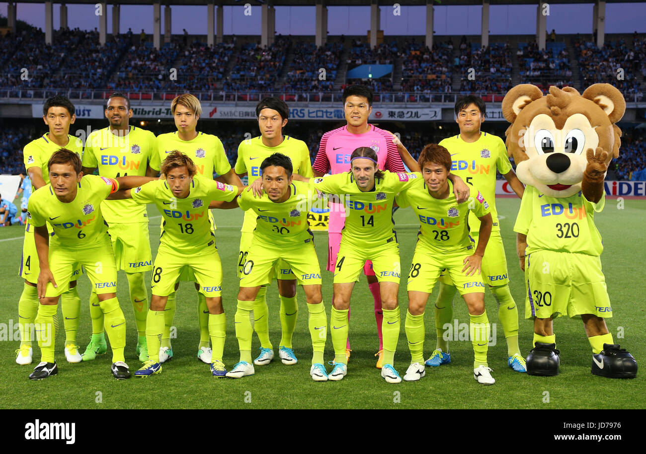 Kanagawa, Japan. 17th June, 2017. Sanfrecce Hiroshima team group line ...