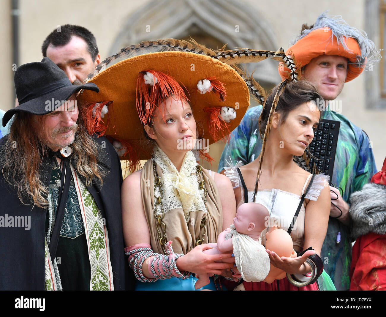 Wittenberg, Germany. 16th June, 2017. Actors pose to create a 'tableau ...