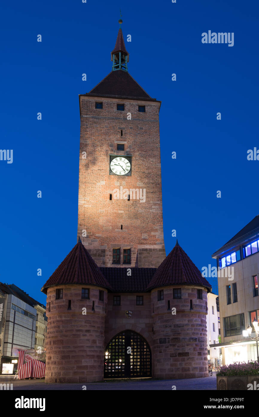 The White Tower (Weißer Turm) in the old town of Nuremberg, Germany ...