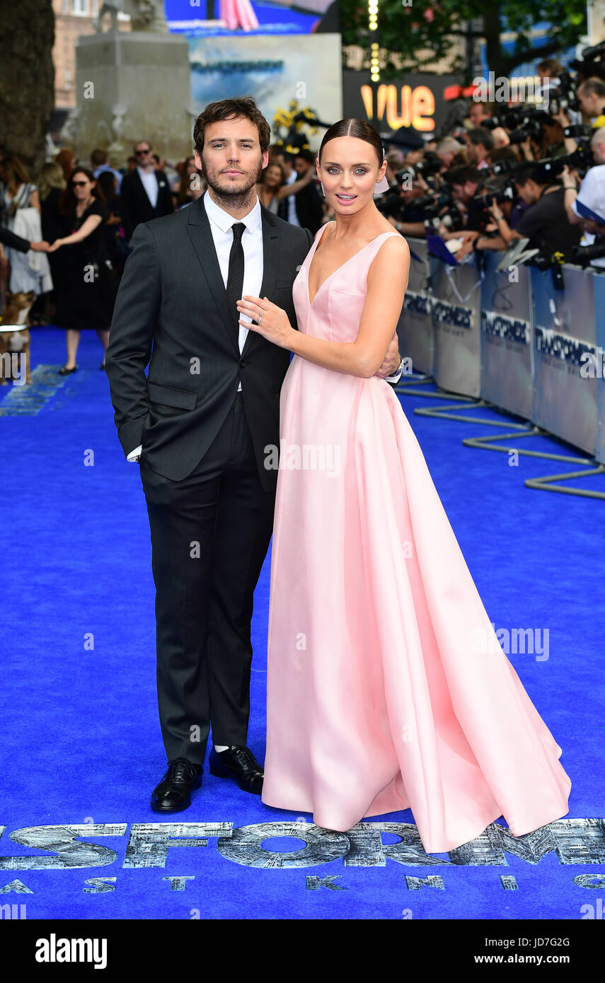 Sam Claflin and Laura Haddock arriving for Transformers: The Last ...