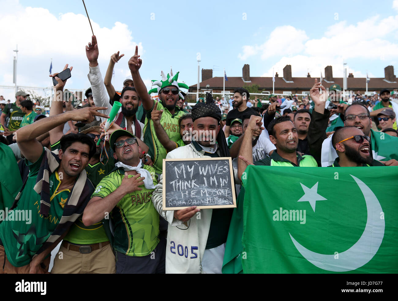 Pakistan fans celebrate in the stands during the ICC Champions Trophy ...