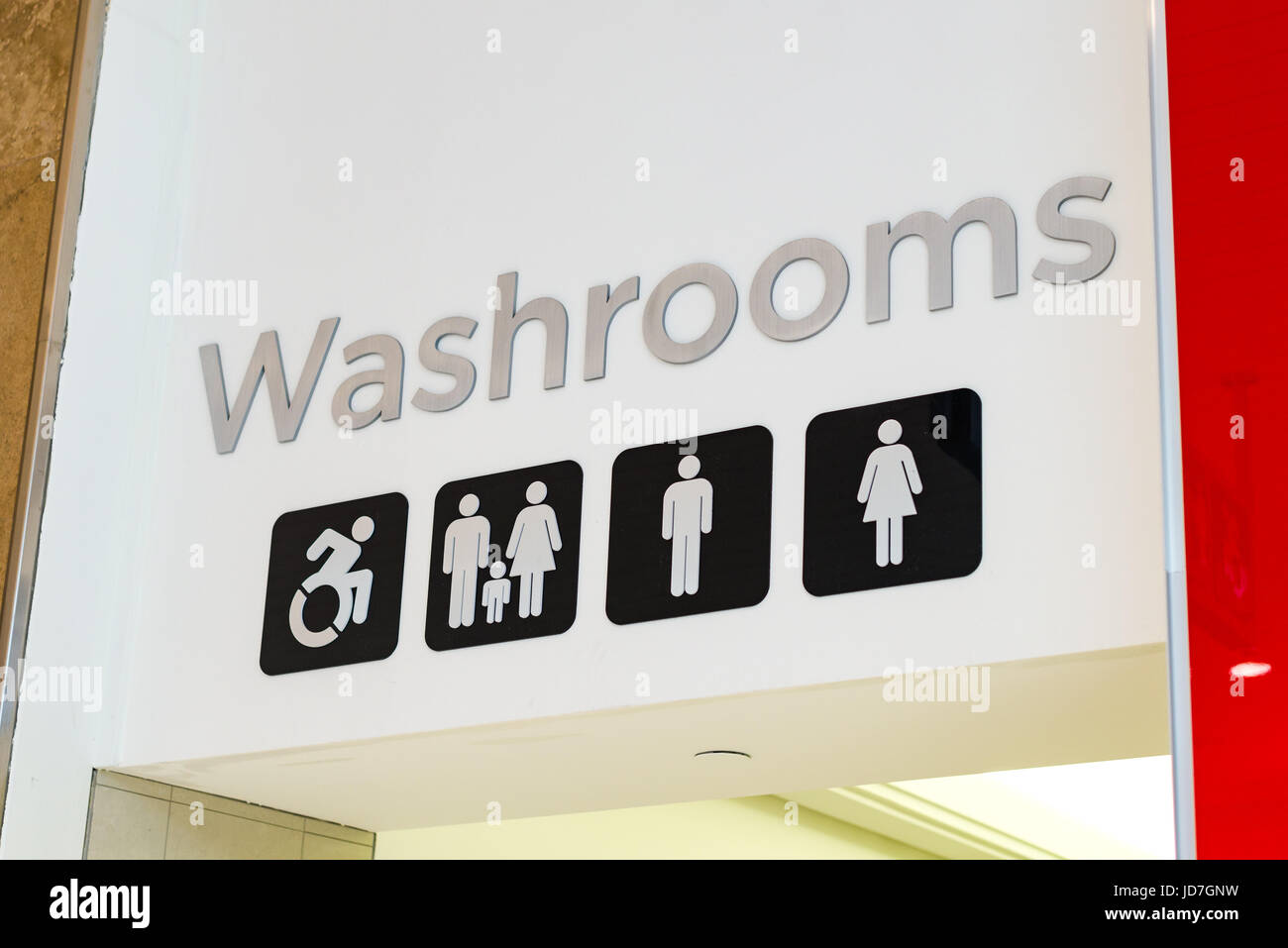 Washrooms Indoor Sign Stock Photo - Alamy
