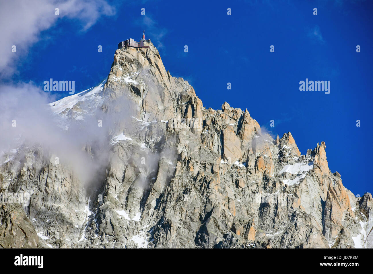 Aiguille du Midi cable-car station in the clouds, Chamonix, France ...