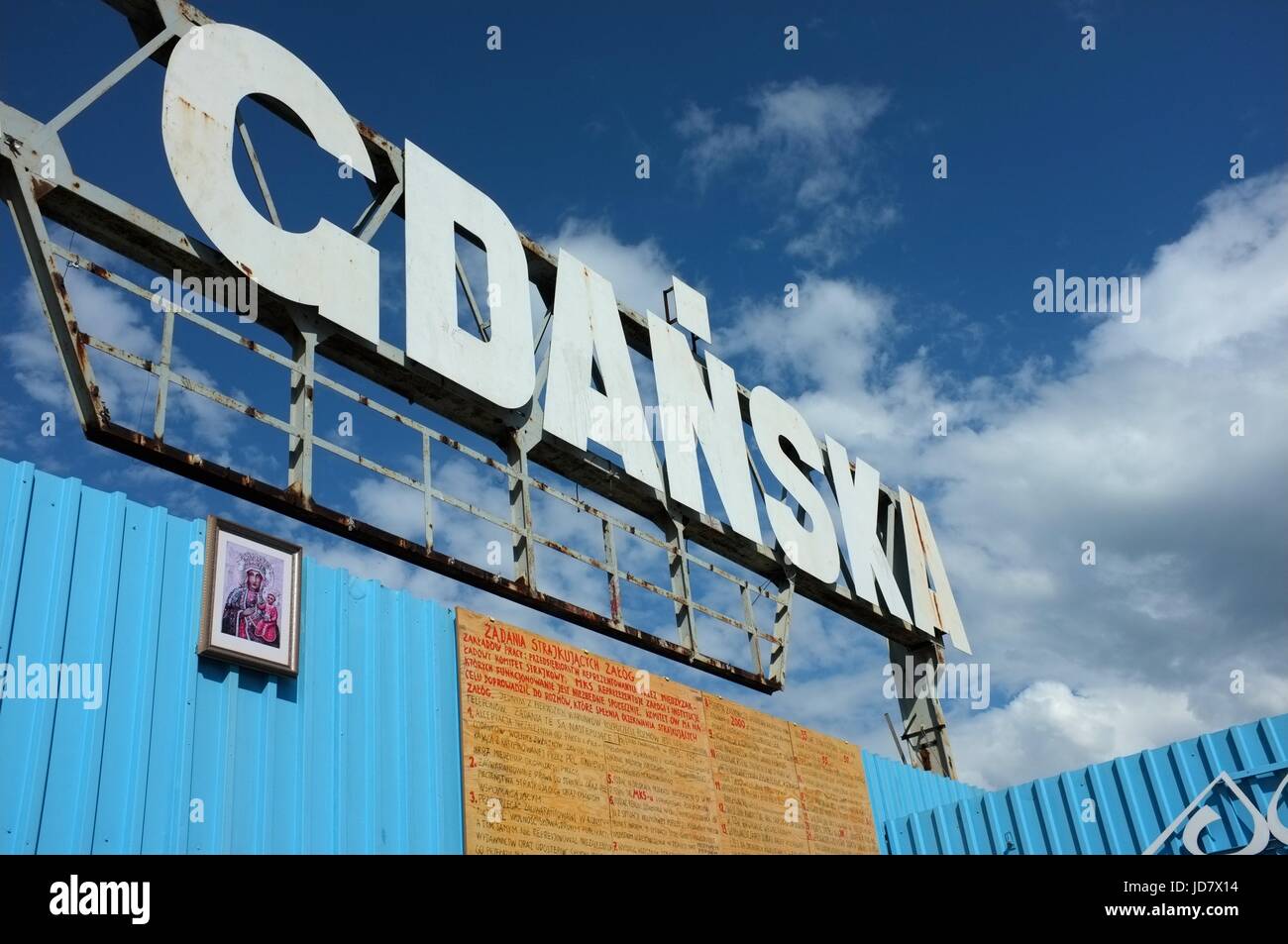 Sign saying 'Gdansk' outside the European Solidarity Museum in Gdansk ...