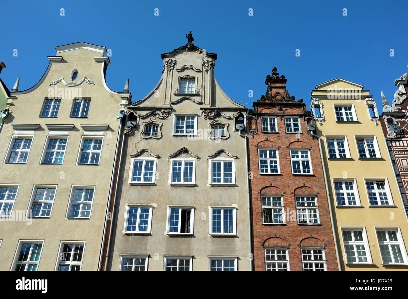 The facades of traditional buildings in Gdansk, Poland, central/eastern ...