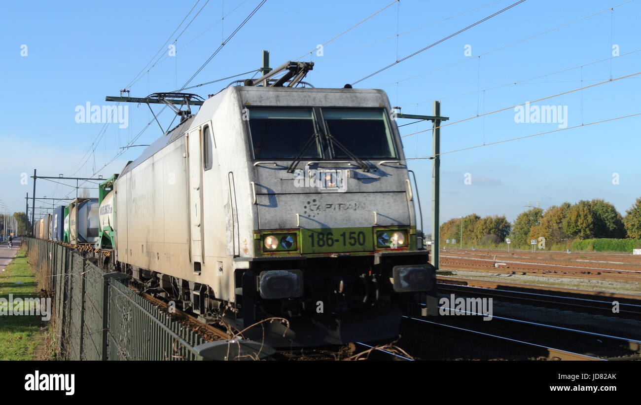 Captrain class 186 electric locomotive with mixed manifest entering ...