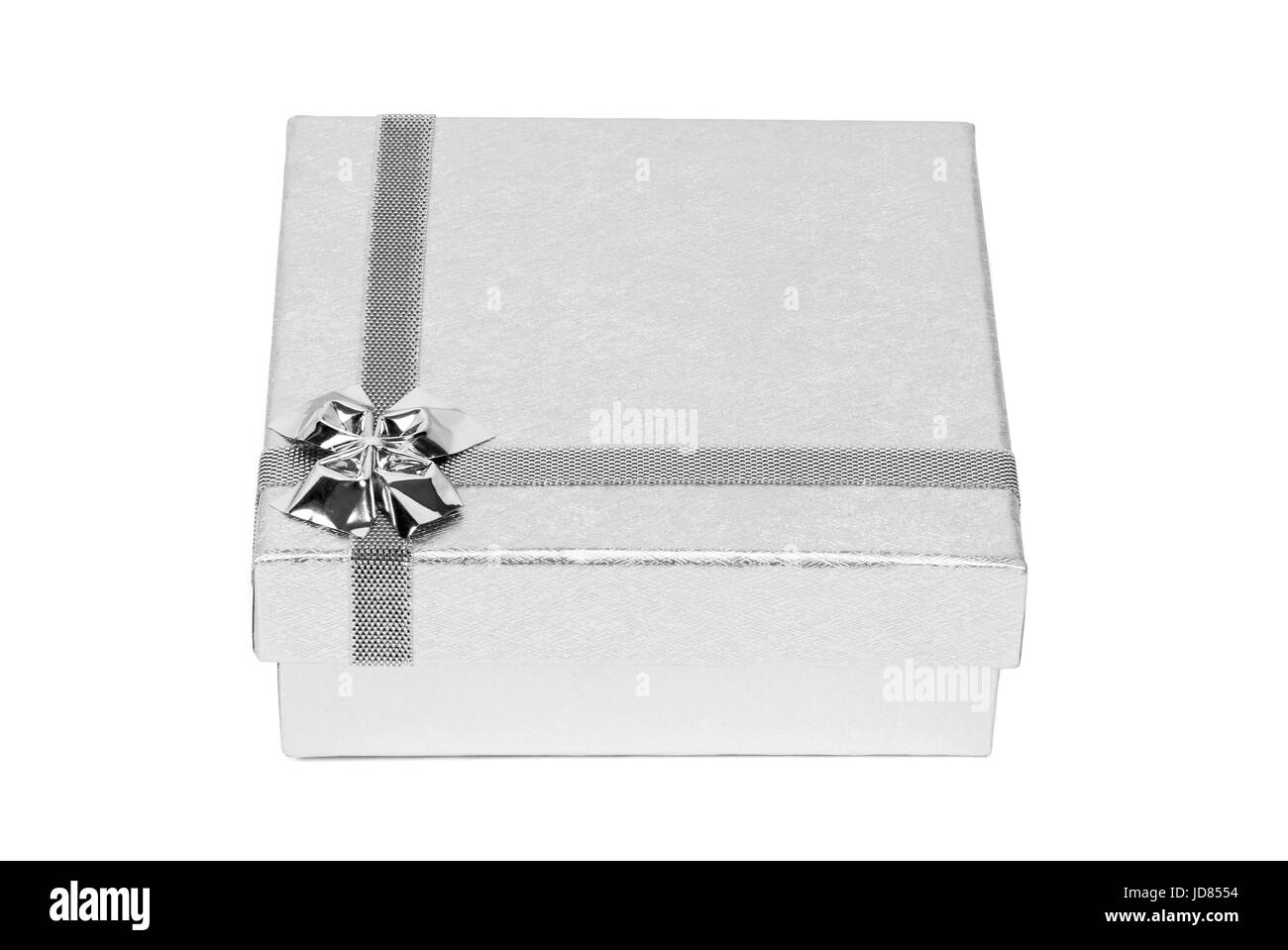 Silver decorative present box isolated on white background with ...