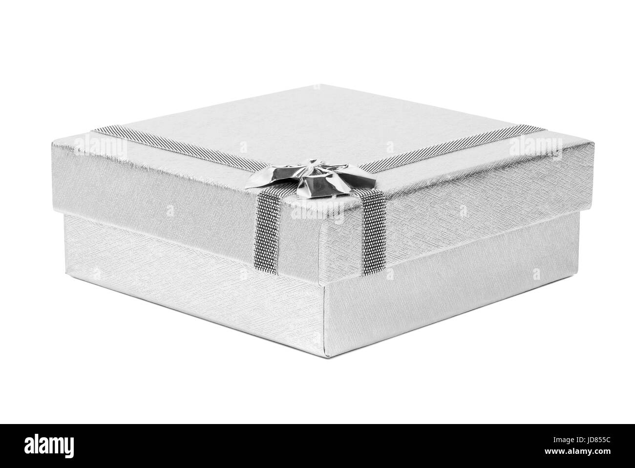 Silver decorative present box isolated on white background with ...