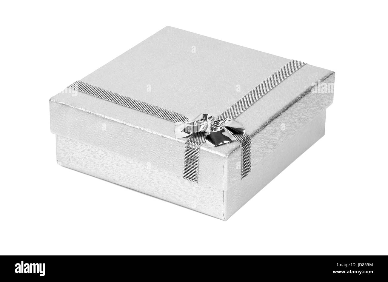 Silver decorative present box isolated on white background with ...