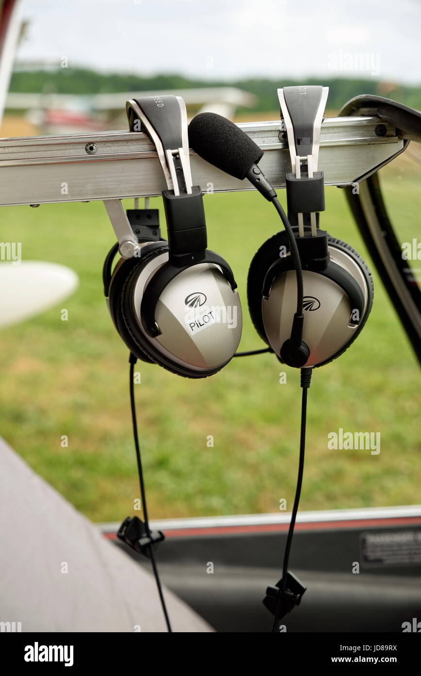 Aviation Headsets in Cockpit Stock Photo - Alamy