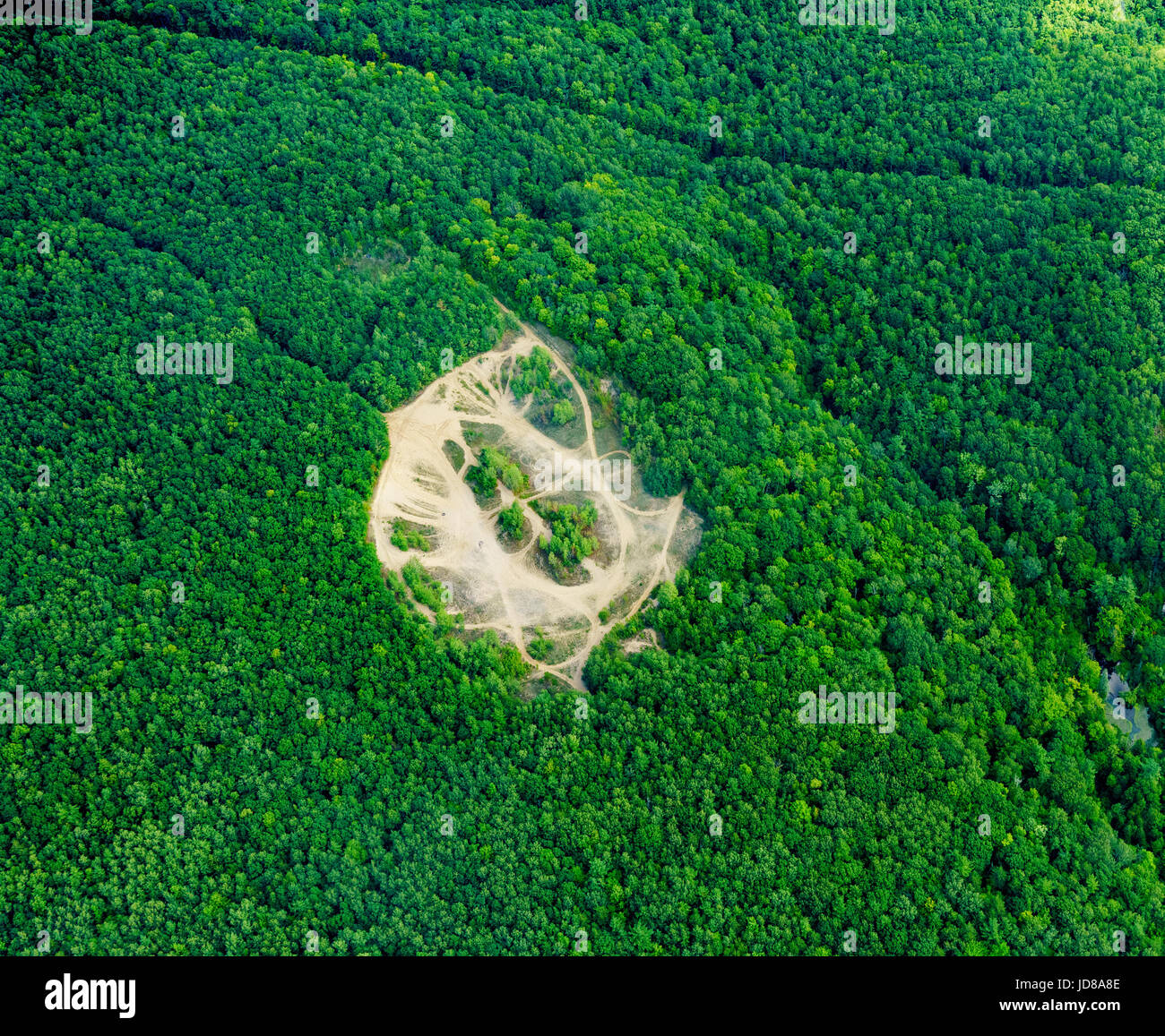 Aerial view of sandstone mine in forest, Toronto, Ontario, Canada ...