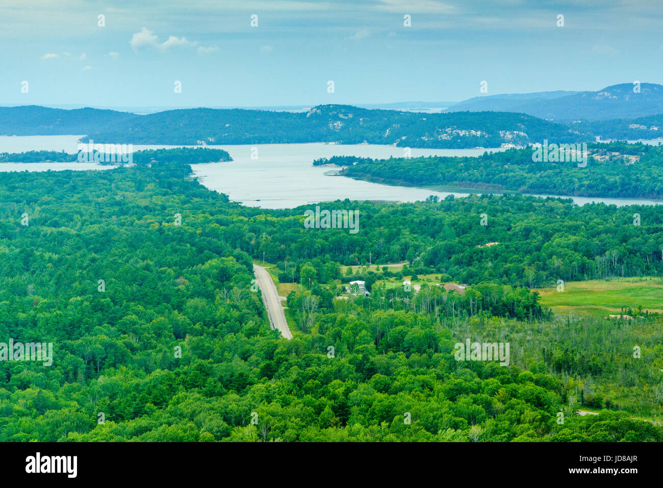 Aerial view of mountain, lake and mountain landscape, Toronto, Ontario ...