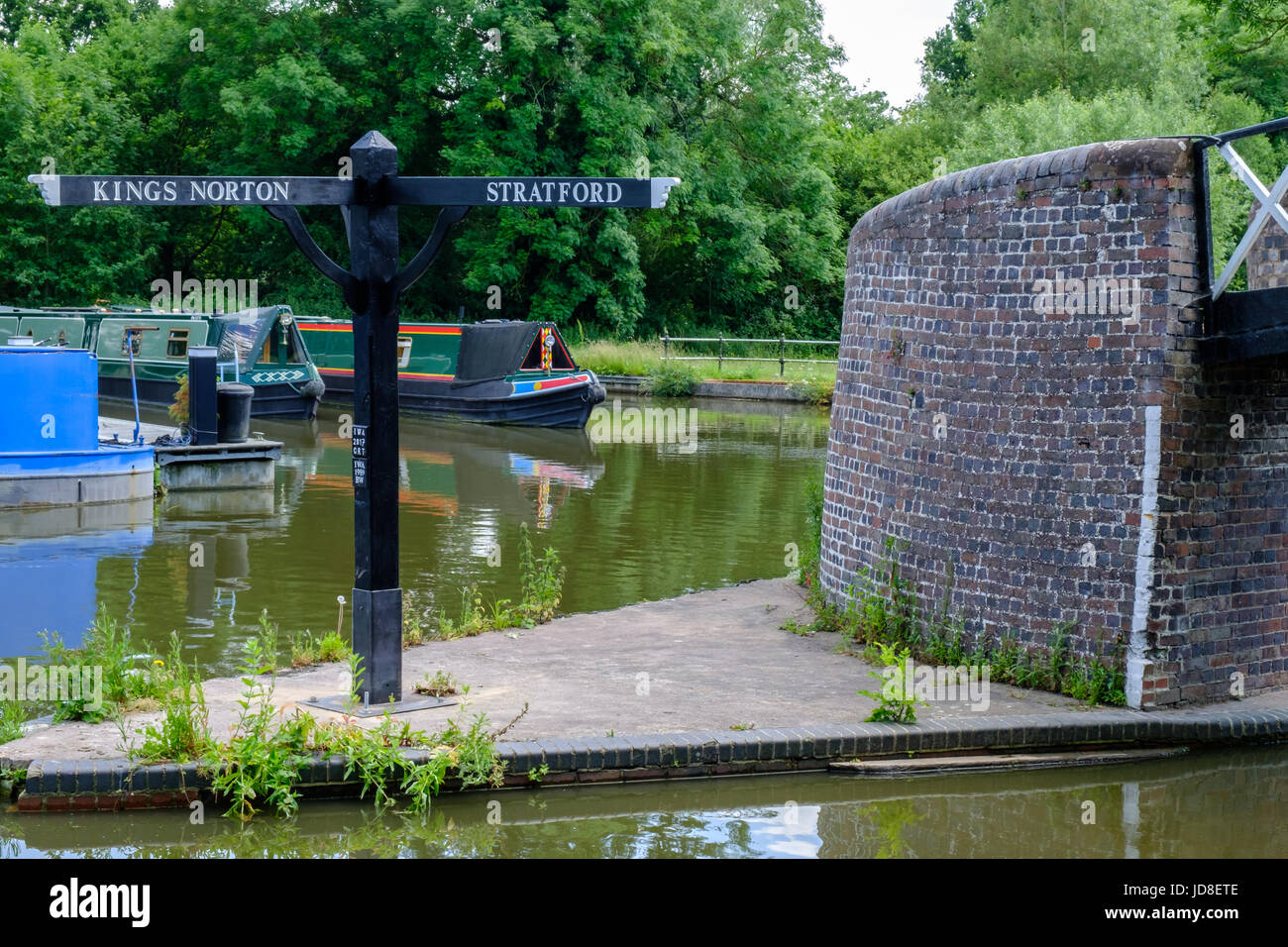 Birmingham Canal junction with direction sign to Kings Norton and ...