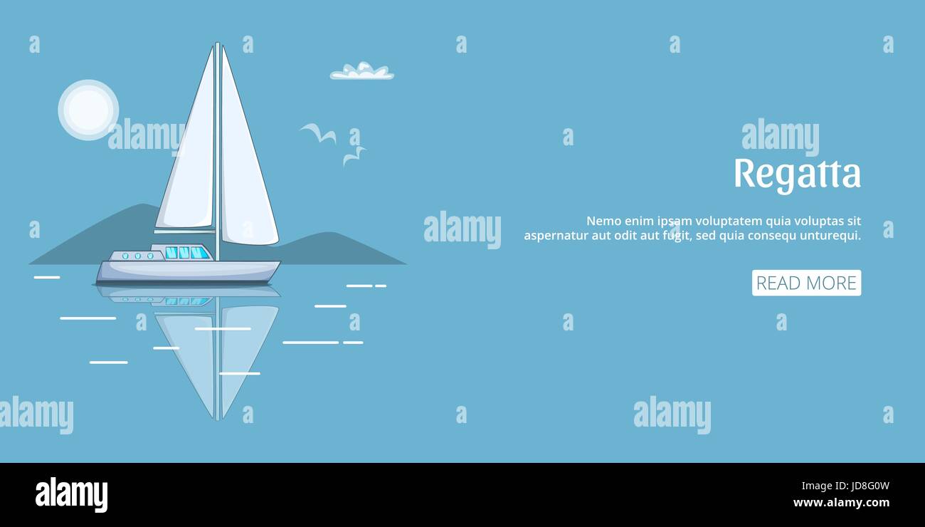 Regatta sail boat banner horizontal, cartoon style Stock Vector Image ...