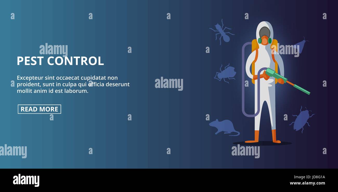 Pest control banner horizontal, cartoon style Stock Vector Image & Art ...