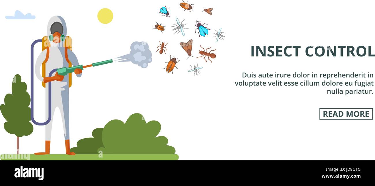 Insect control banner horizontal, cartoon style Stock Vector Image ...
