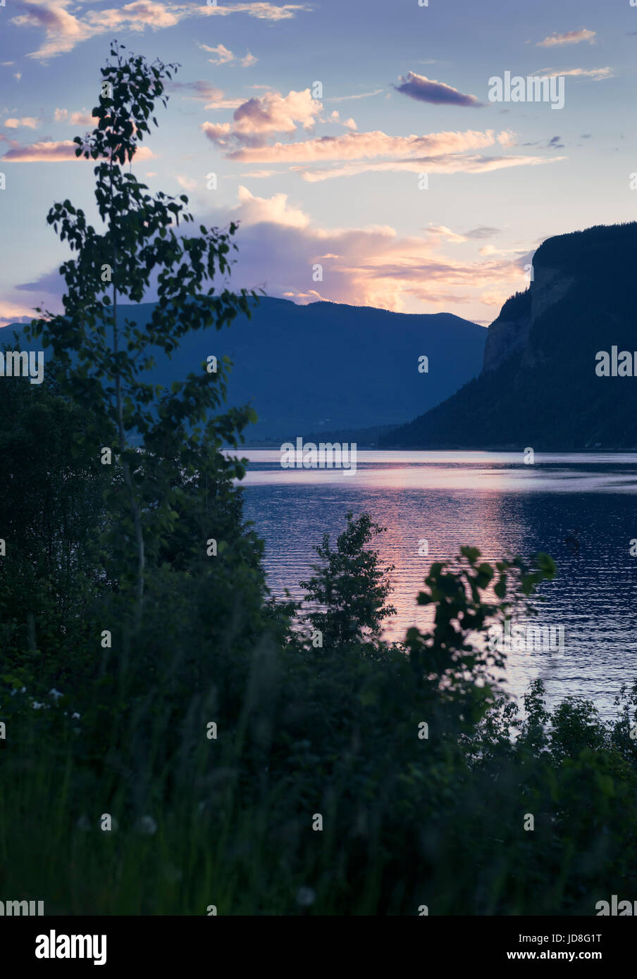Shuswap Lake beautiful sunset nature scenery with dramatic colors. BC ...